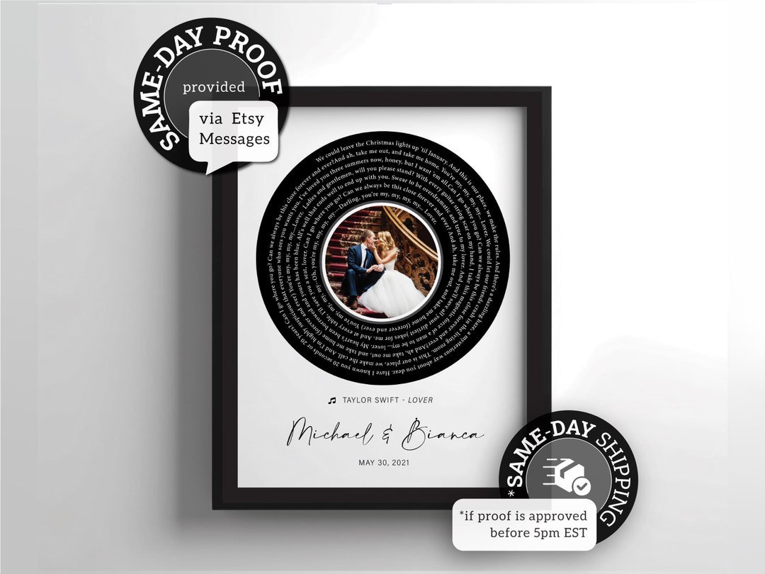 Custom Anniversary Gift Print, Personalized Record Song Lyrics Print ...