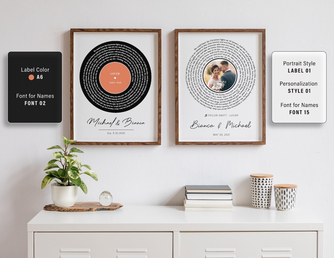 Personalized Custom Record Vinyl Lyrics Song Prints combo, First Dance ...