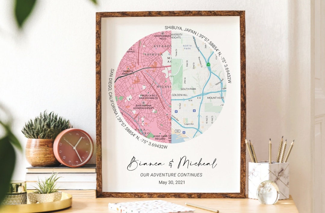 Custom Adventure Map, Personalized Custom Map Anniversary Gift Print ...