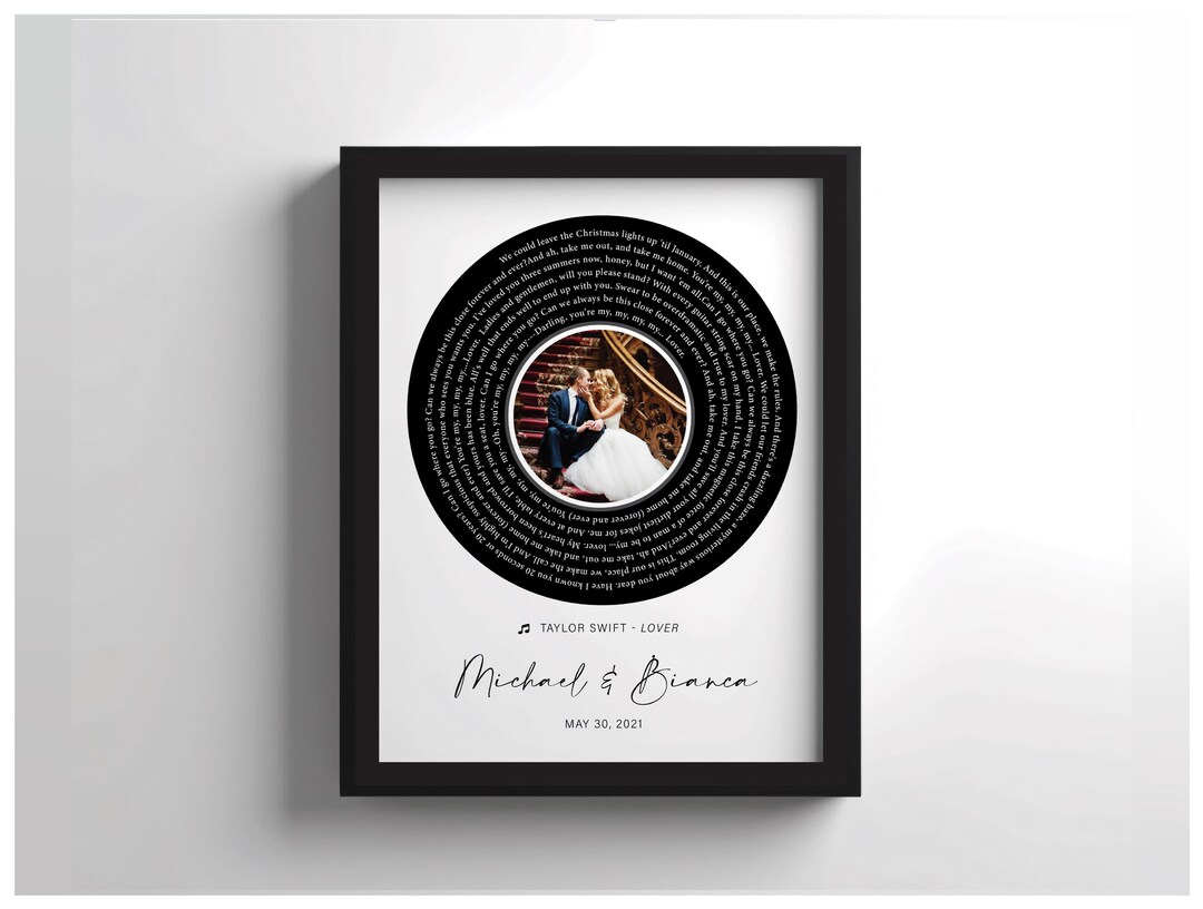 Custom Anniversary Gift Print, Personalized Record Vinyl Song Lyrics ...