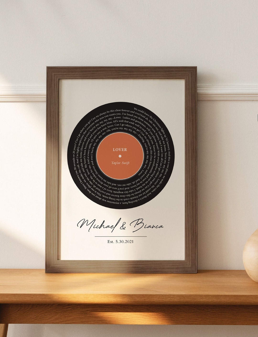 Custom Record Vinyl Lyrics Song Print, Anniversary Gift, Wedding Song ...