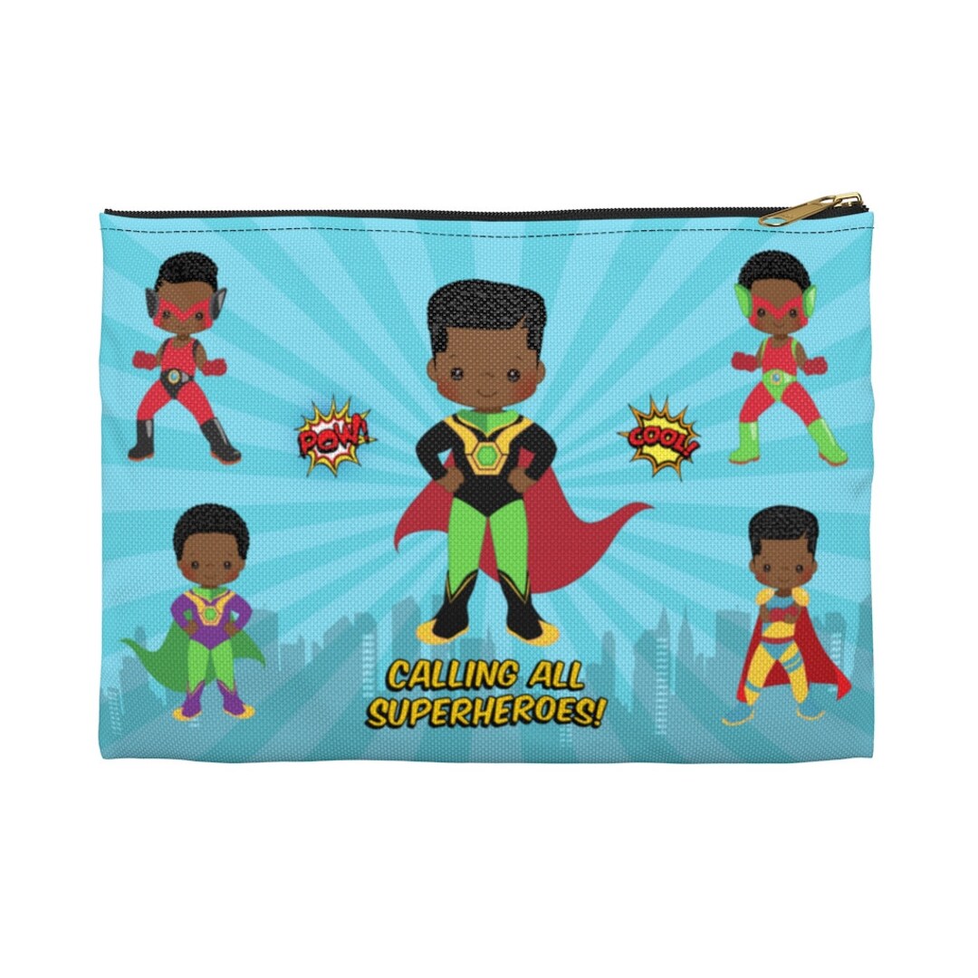 Superhero Boys Accessory Pouch - Black Boy Hero Bag - Gifts for Afro ...