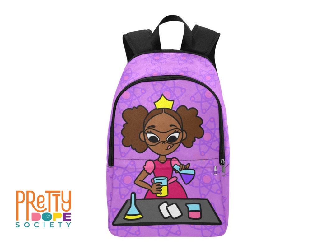 STEM Princess Backpack - Black Girl Science Lab Book Bag - Afro Girl ...