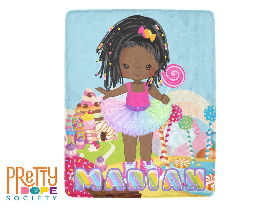Braided Candy Girl Personalized Blanket - Braided Black Girl Throw ...