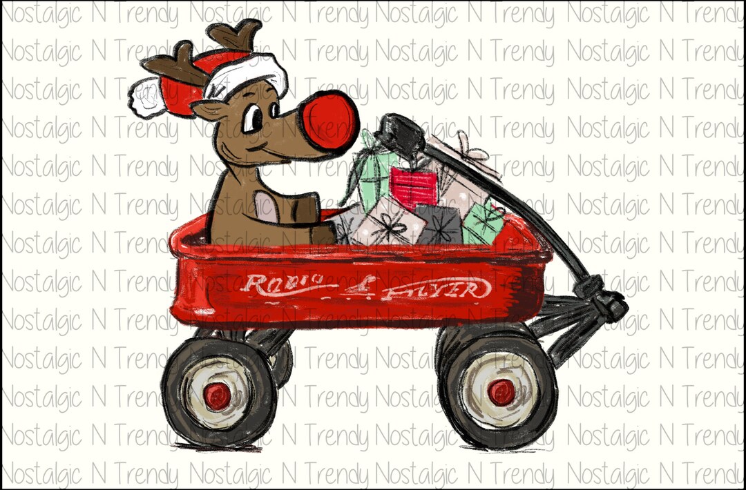 Christmas Rudolph Wagon Ready to Press Sublimation Transfer, Rudolph ...