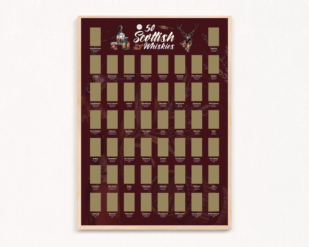 Scottish Single Malt Whiskies Scratch off Bucket List Poster - A3 - Etsy