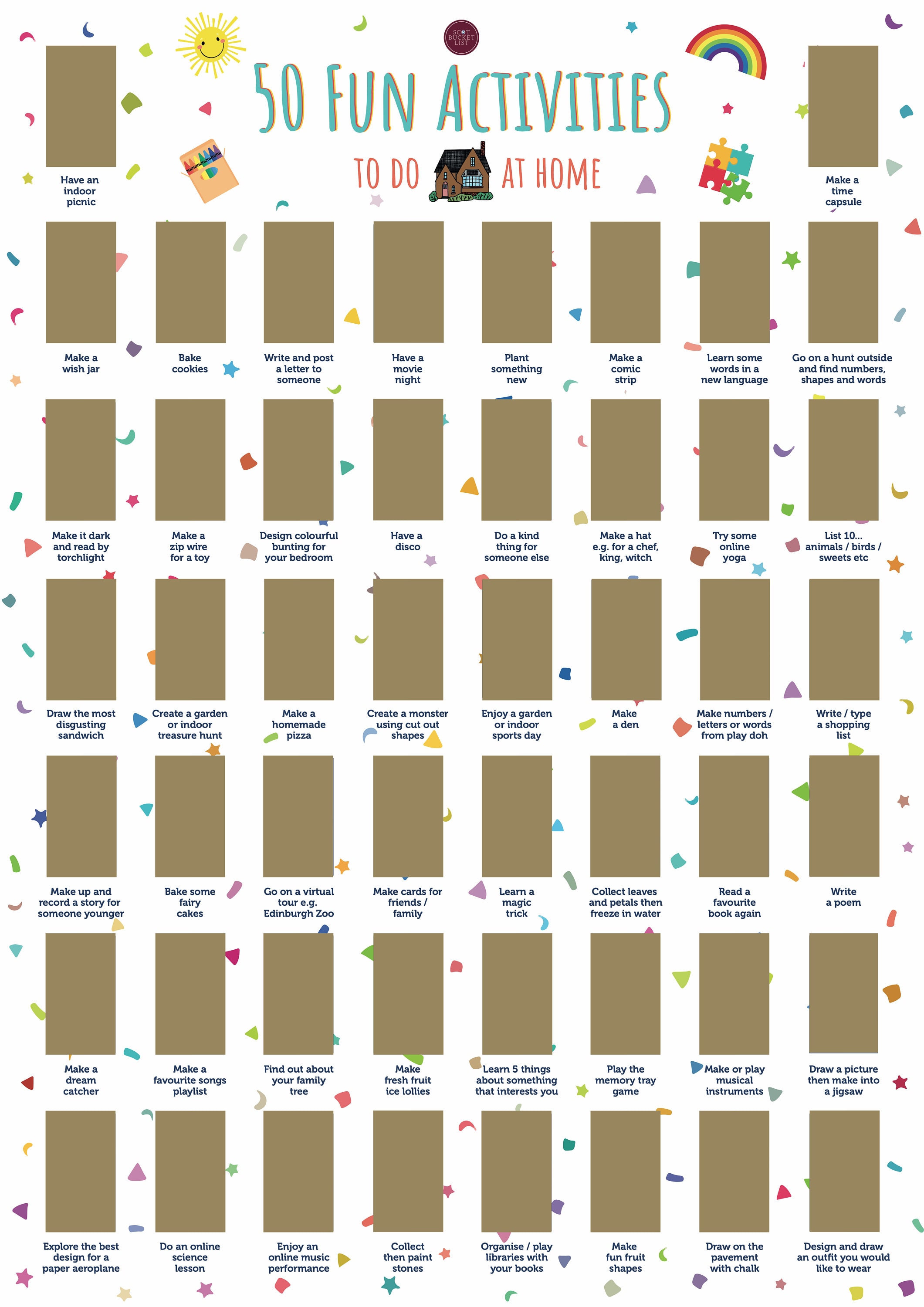 50 Fun Activities to do at Home kids gift childs present | Etsy