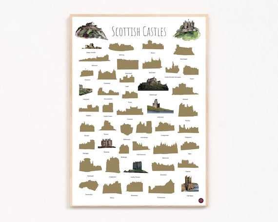 Scottish Castles Scratch off Bucket List Poster Edinburgh - Etsy