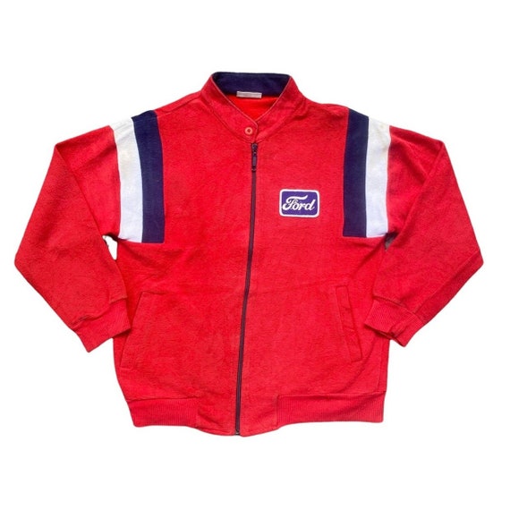 Vintage 90s Ford Embroidery Logo Fleece Jacket Racing… - Gem