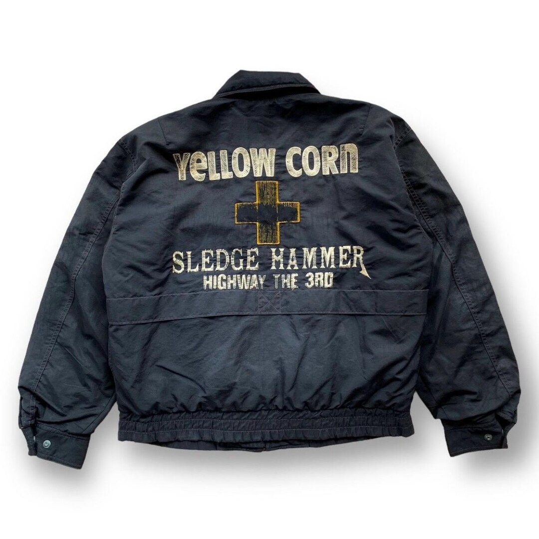Vintage 90s Yellow Corn Sledge Hammer Highway the 3rd Motorcycle Jacket ...