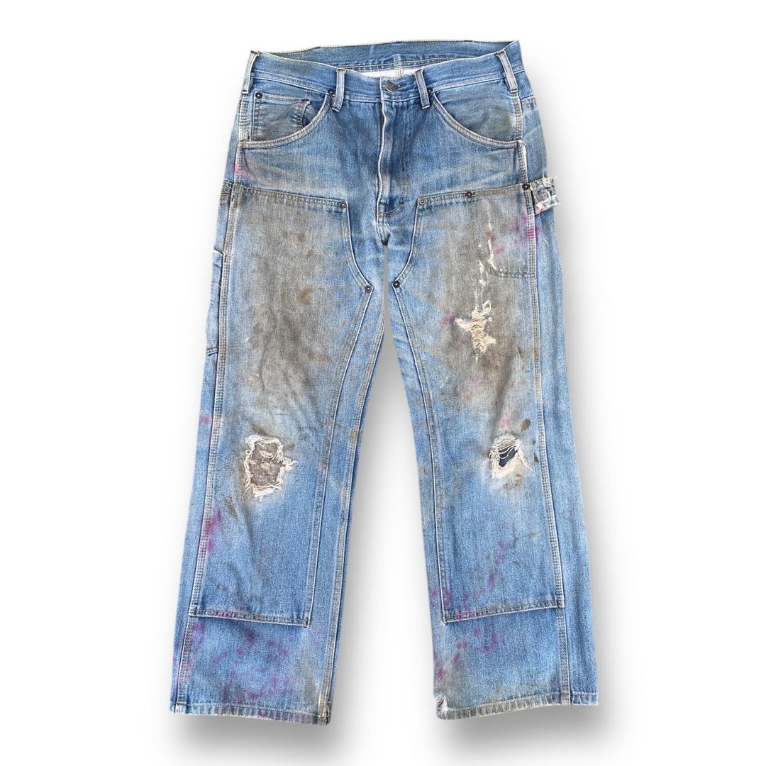 CRAZY!! Vintage Oxen Workwear Worker Double Knee Distressed Jeans Denim ...
