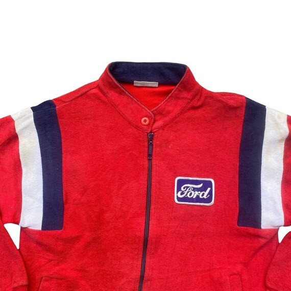 Vintage 90s Ford Embroidery Logo Fleece Jacket Racing… - Gem