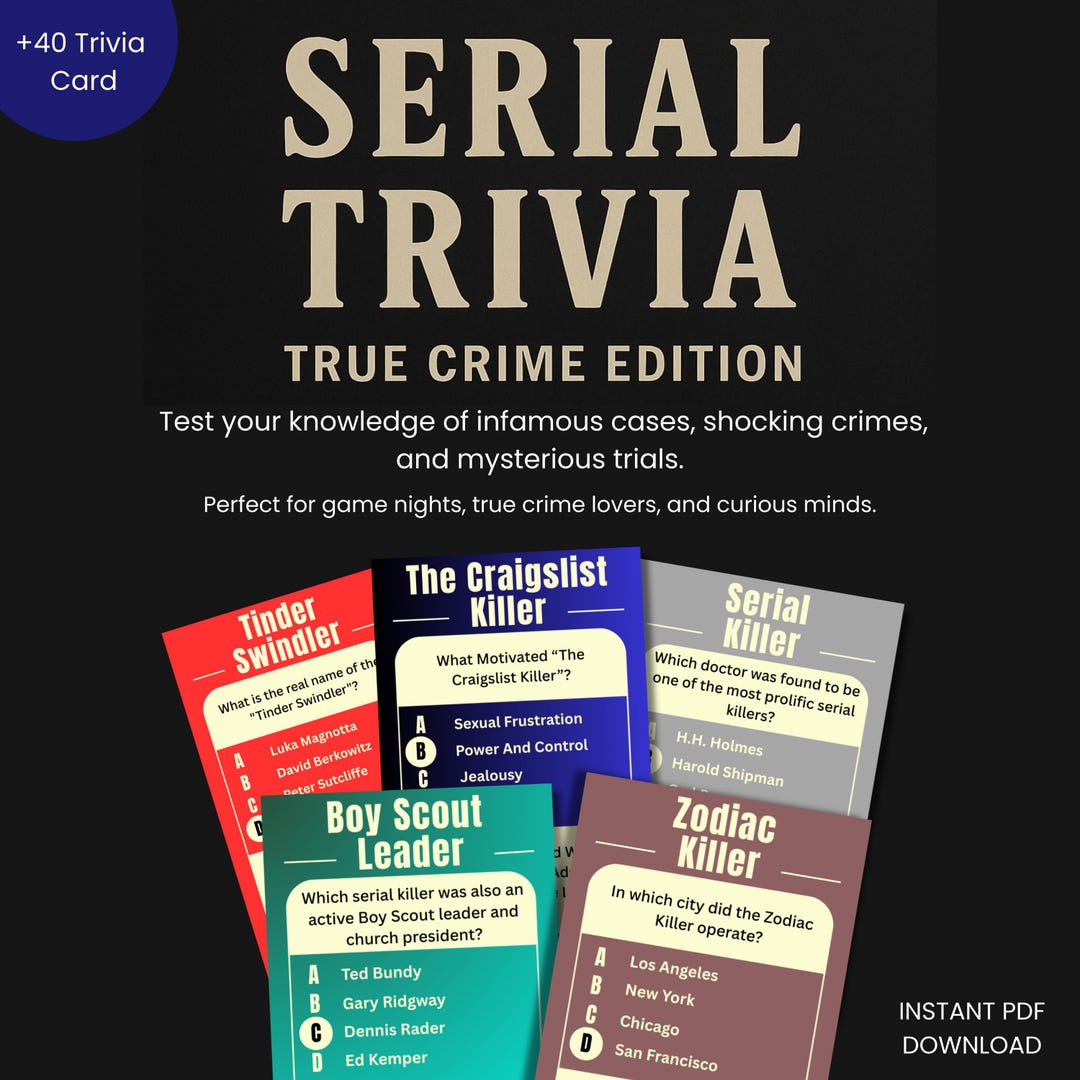 True Crime Trivia Cards – Serial Killer Dark Aesthetic Game – Gift for ...