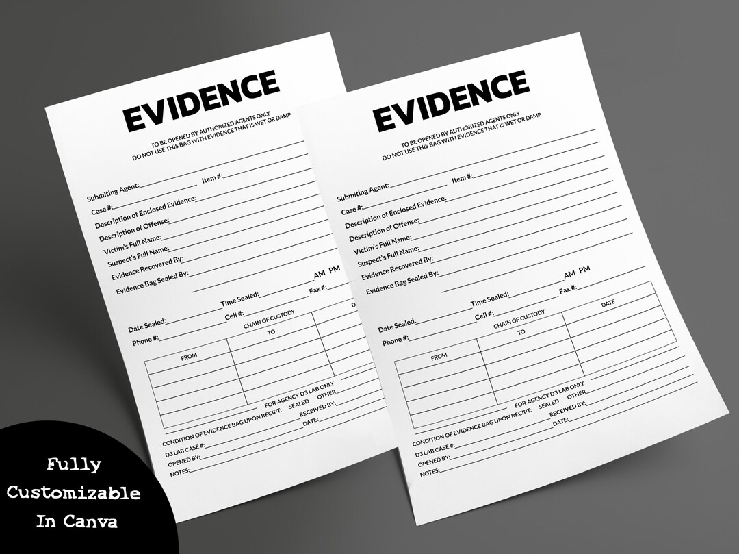 Printable Evidence File Template for DIY Personalized Criminal File ...