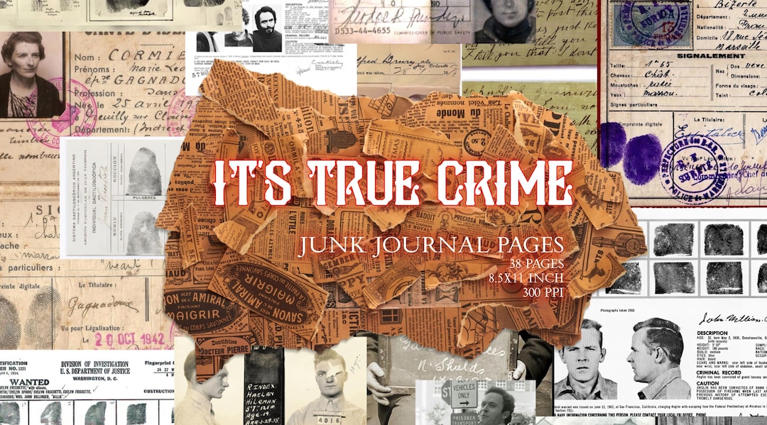 Vintage True Crime Junk Journal Kit: 51 Printable Ephemera (JPG Files ...