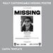 Printable Missing Poster Template: DIY Criminal File Design (digital ...