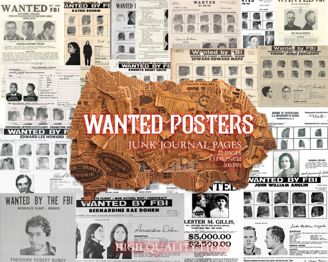 Vintage Wanted Posters: 22 Printable True Crime Ephemera (digital ...