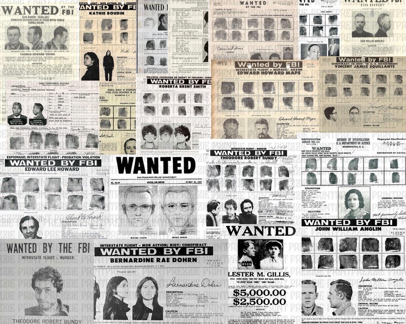 Vintage Wanted Posters: 22 Printable True Crime Ephemera (digital ...