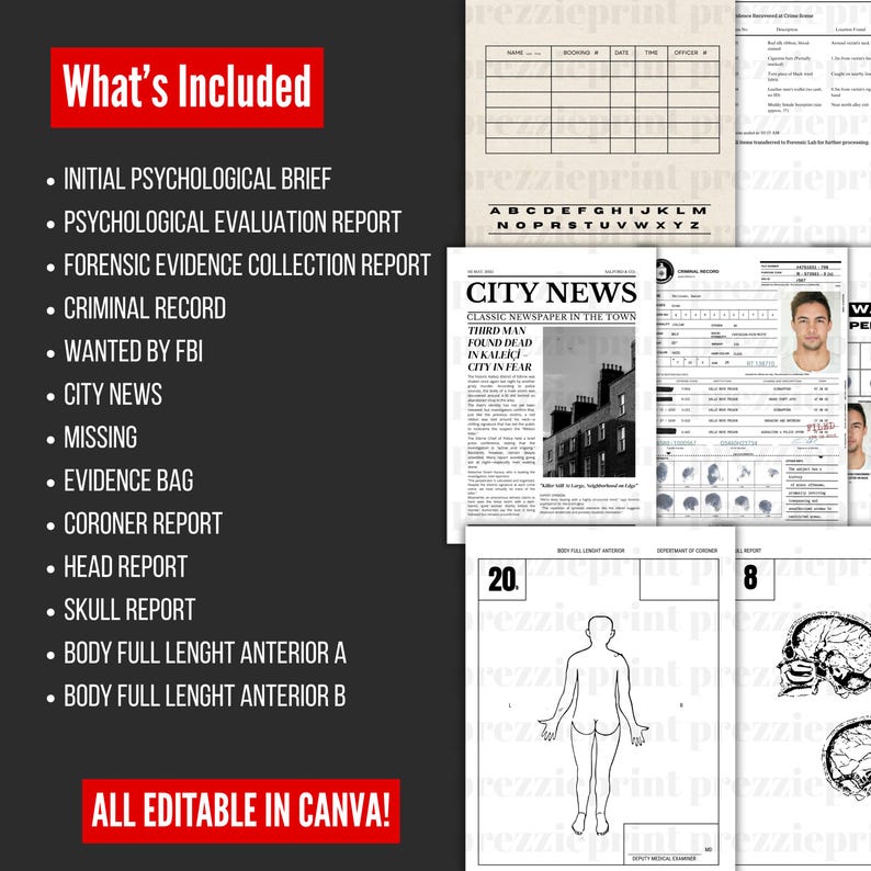 True Crime Case File – Custom Serial Killer Kit – Canva – Vintage ...