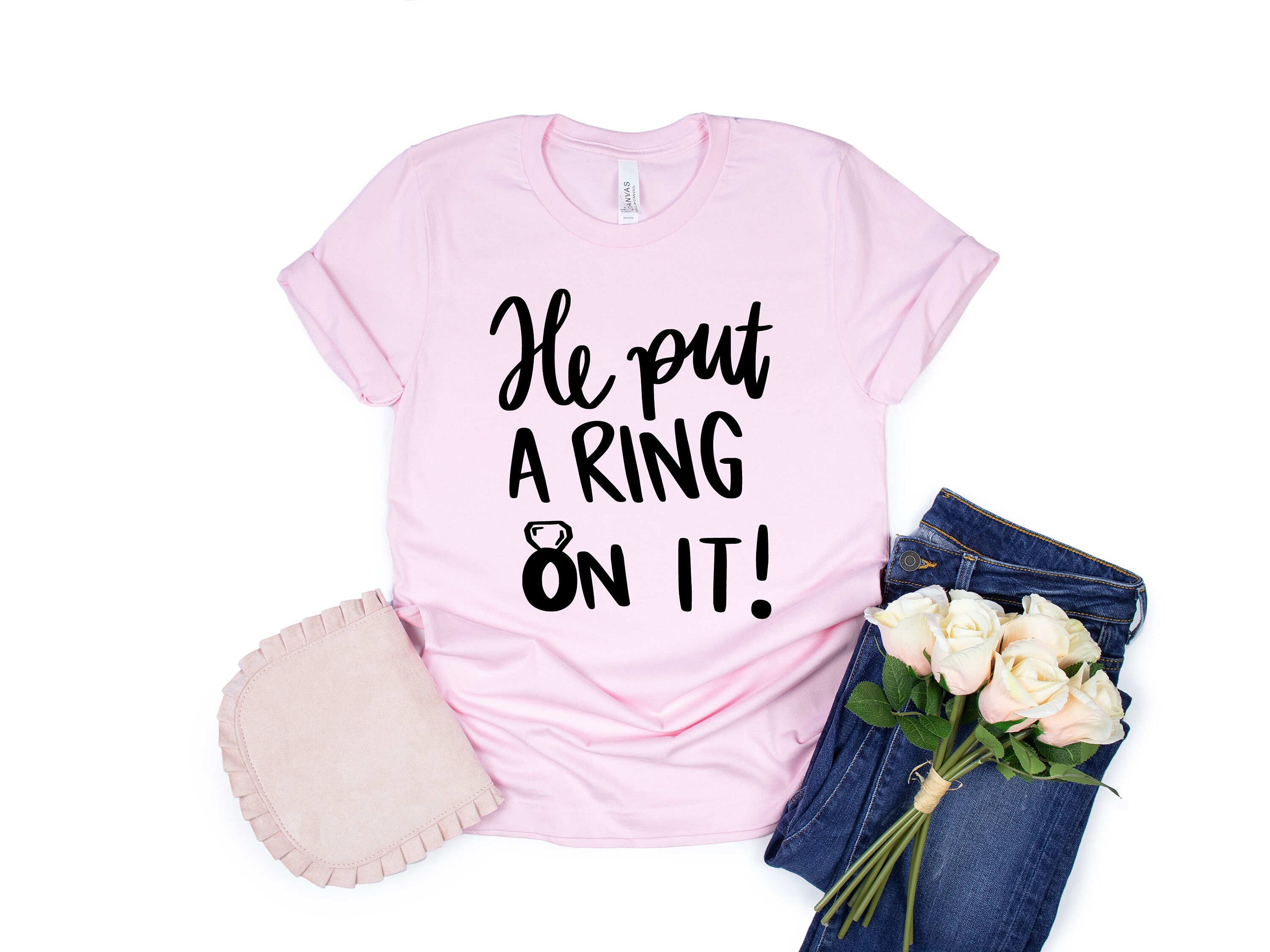 He Put A Ring on It, Bachelorette Party Shirts, Just Engaged Shirt ...