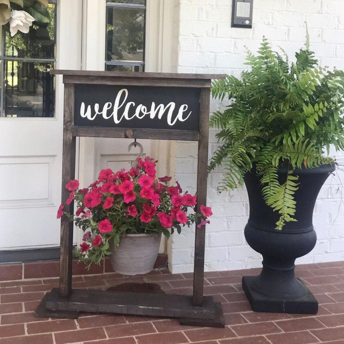 Welcome or Personalized Wood Plant or Wreath Hanger Stand for - Etsy