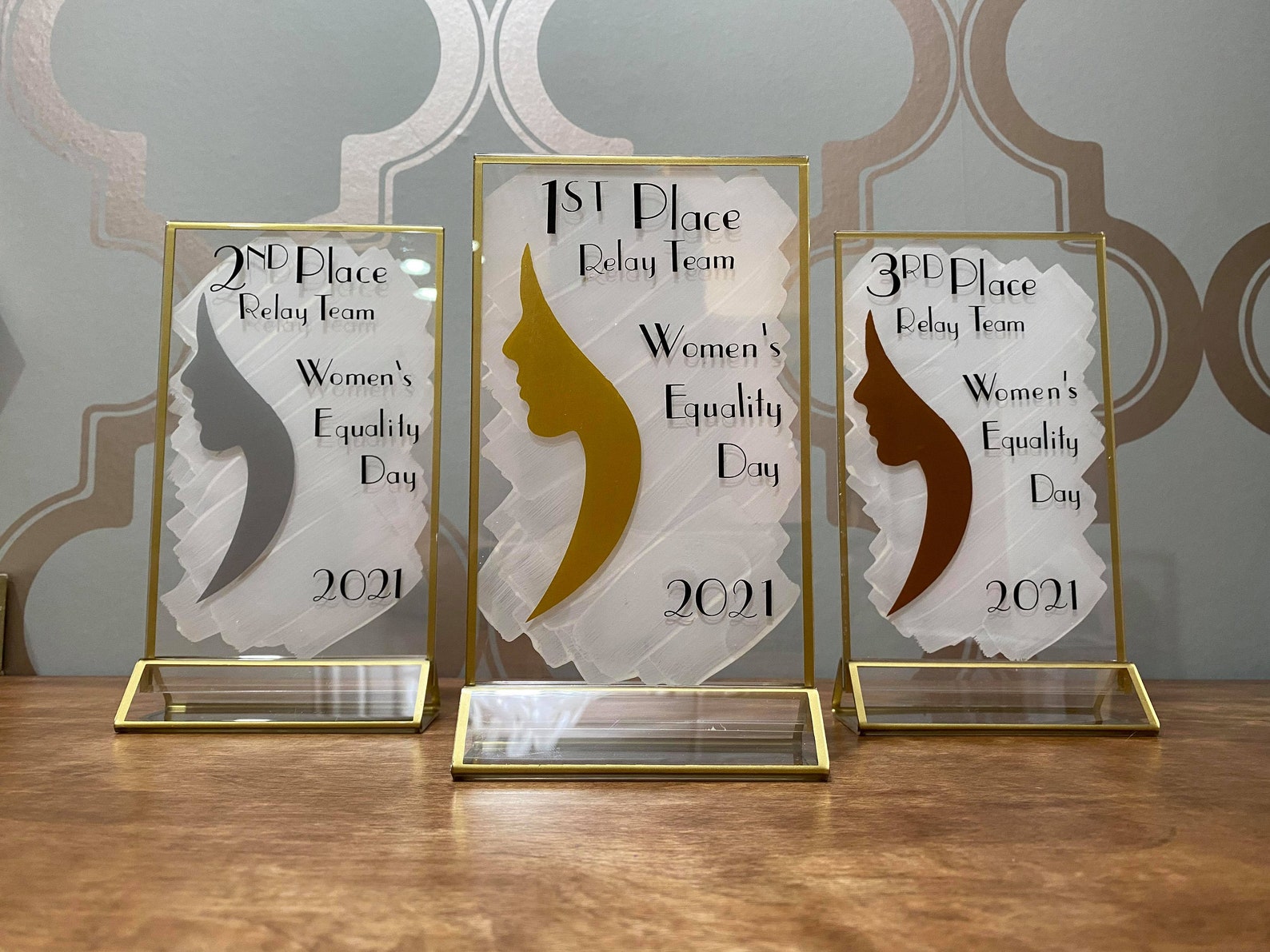 Acrylic Award Table Marker Brush Stroke Stand | Etsy