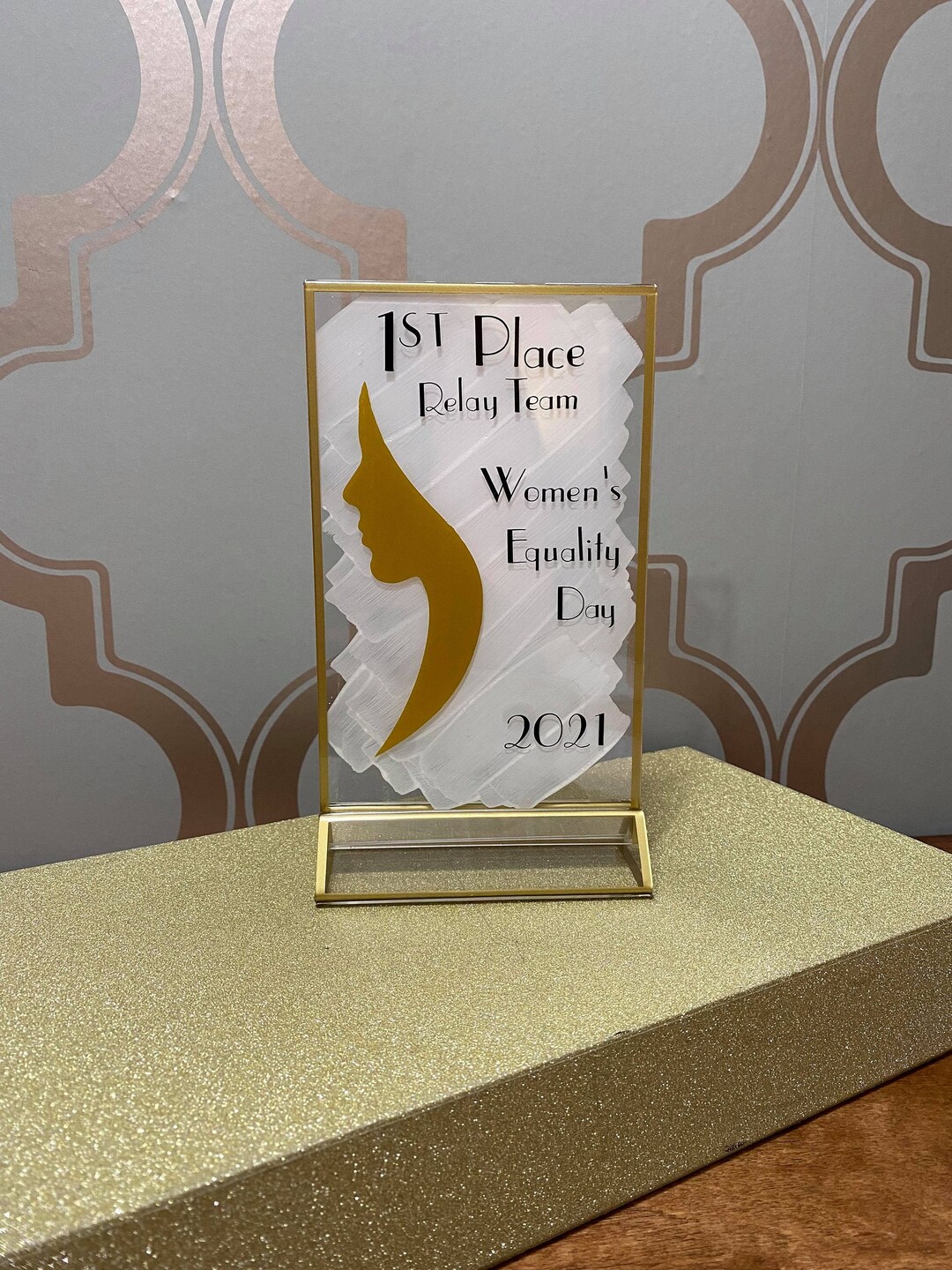 Acrylic Award | Table Marker Brush Stroke Stand - Etsy