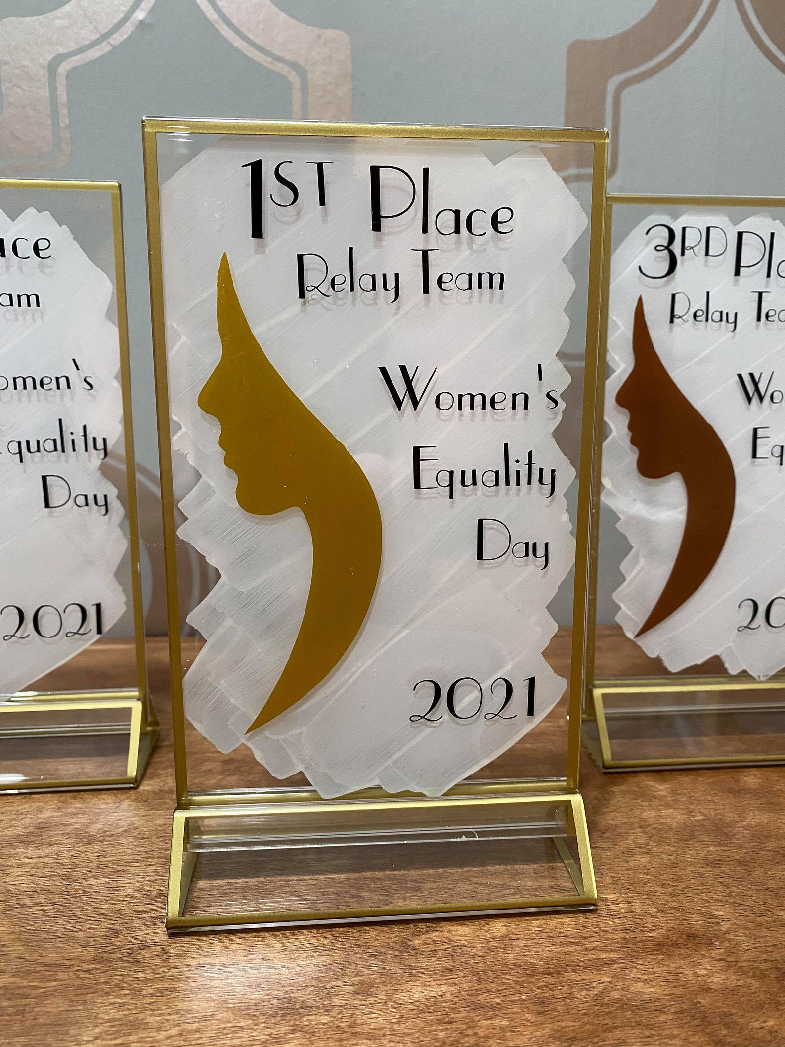 Acrylic Award Table Marker Brush Stroke Stand | Etsy