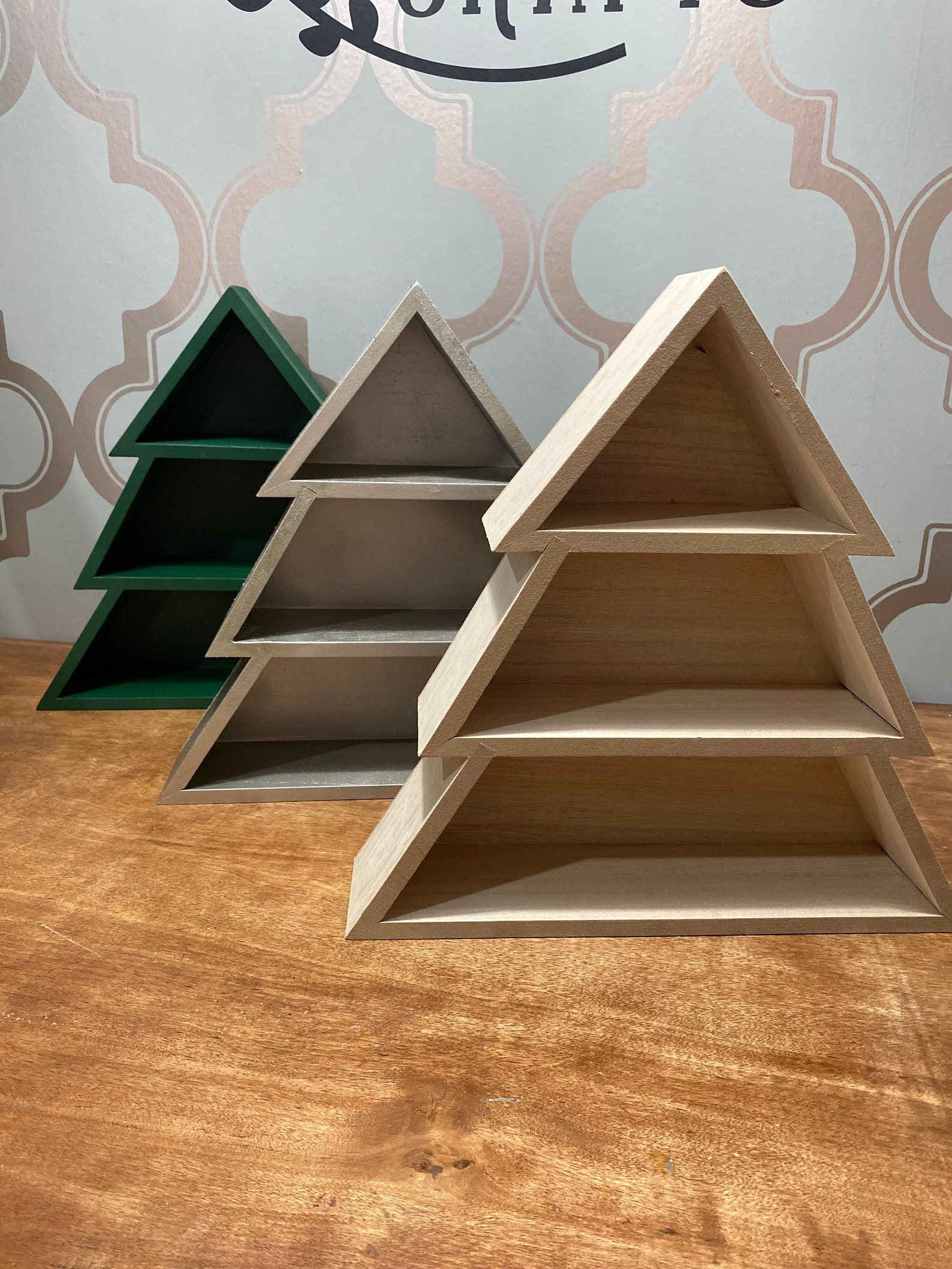 Wooden Christmas Tree Shelf Decoration for Wall Mantle Shelf - Etsy