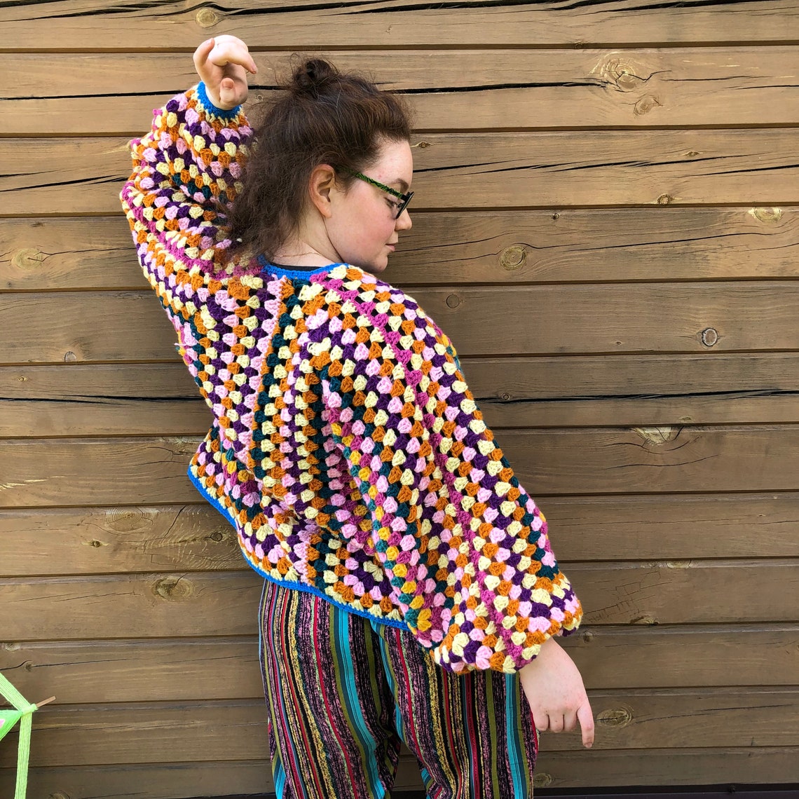 Crochet colorful women jacket Multicolor boho cardigan | Etsy