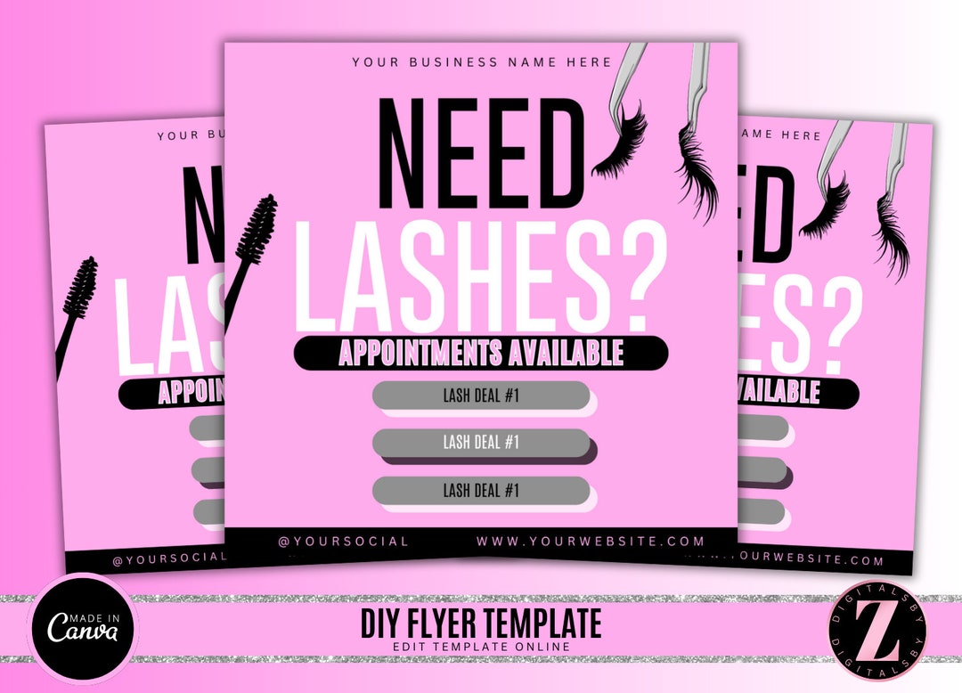 Lash Book Now Flyer, Lash Extension Flyer, Lash Sale Flyer, Appointments Available Flyer, Lash ...