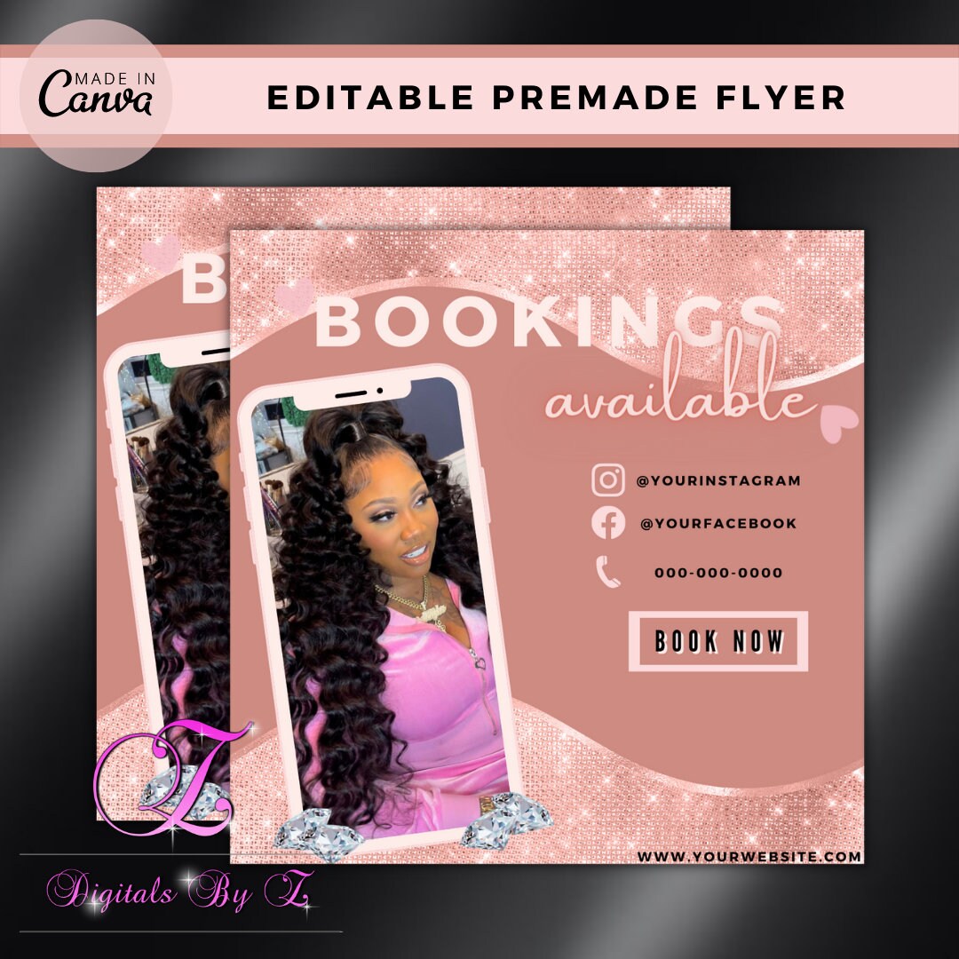 Editable Bookings Available Flyer, Appointments Available Flyer, Social ...