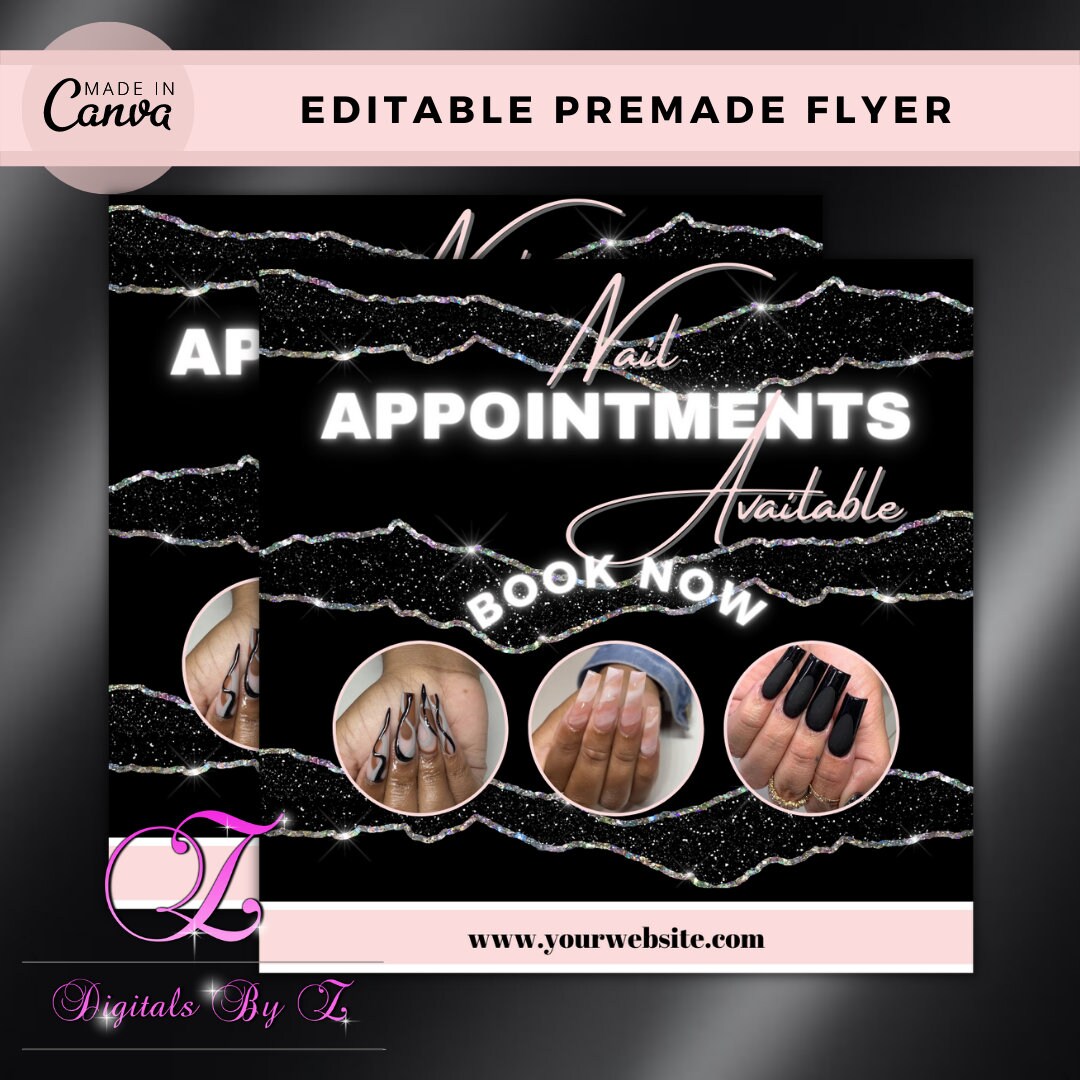 Editable Nail Appointments Flyer, DIY Flyer Design Template, Nail ...