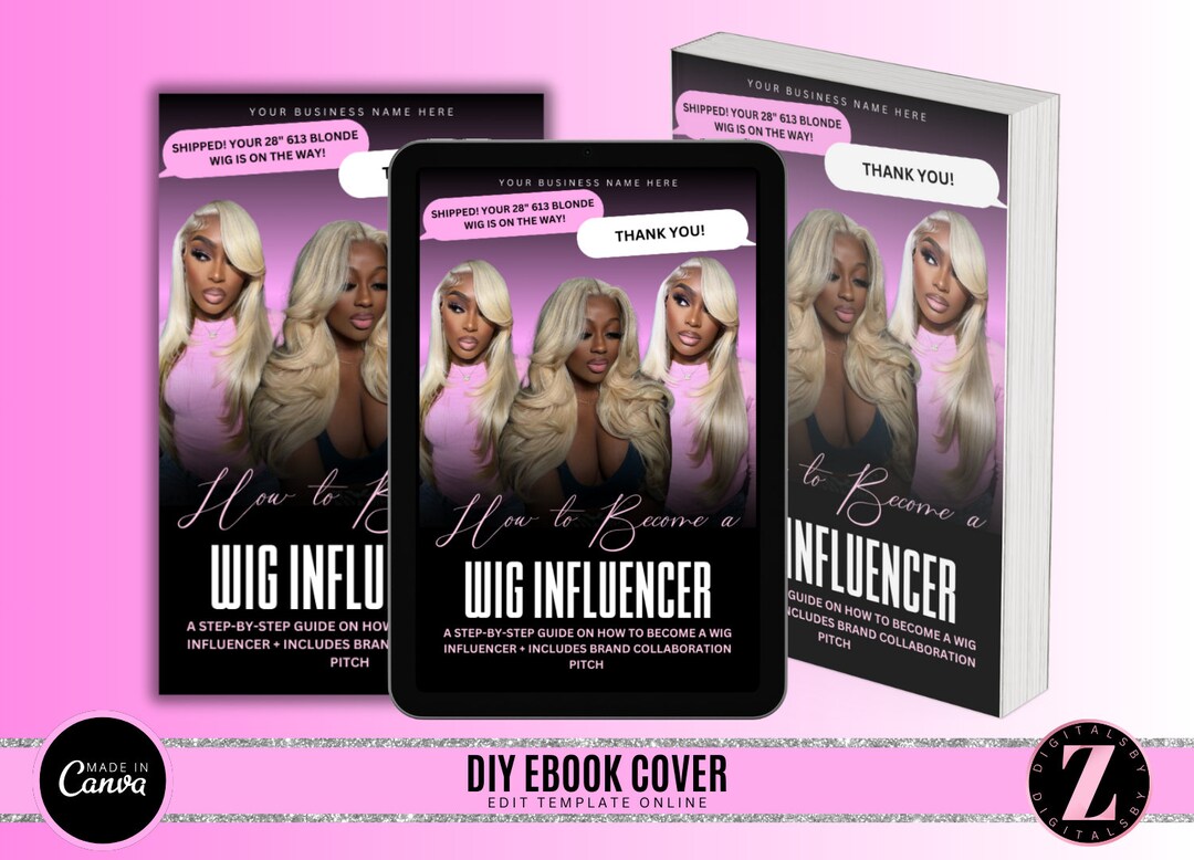 Hair Ebook Cover Template - Ebook Cover - Wig Influencer - PLR - Editable Hair Ebook Cover ...
