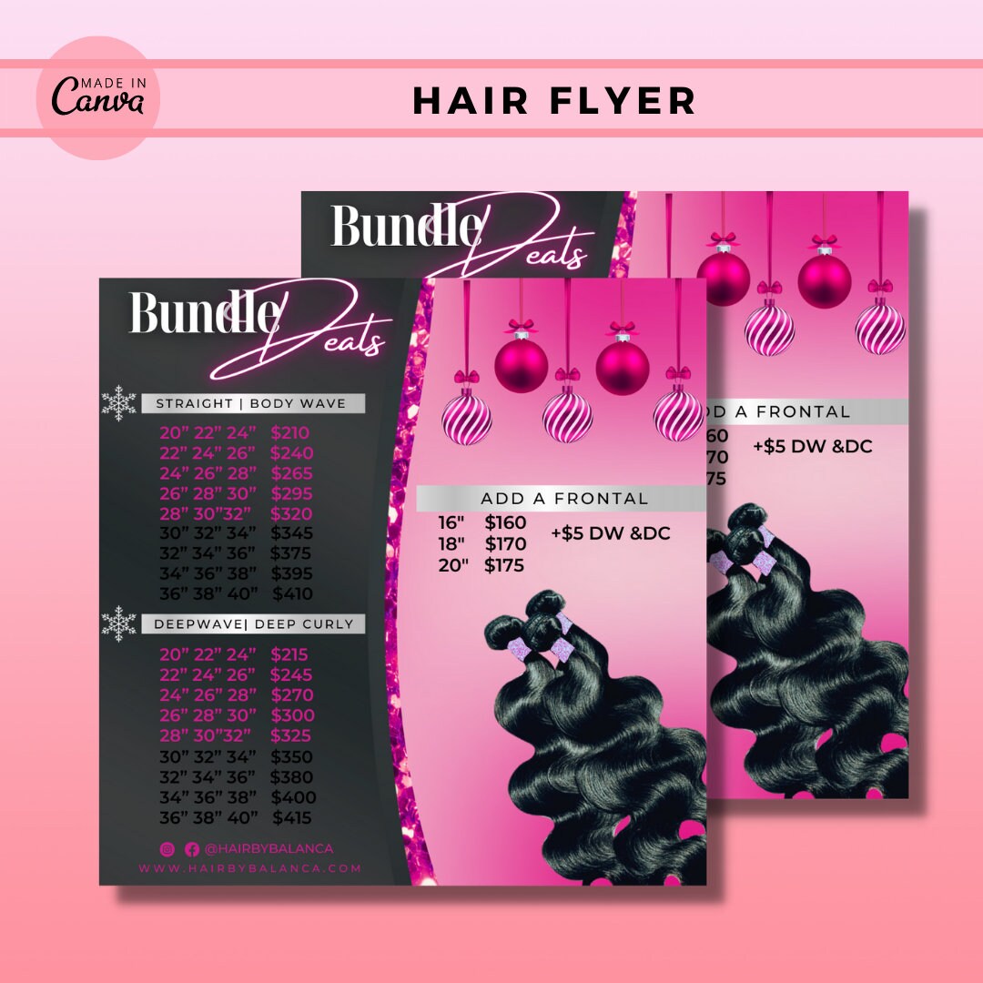 DIY Hair Price List Flyer, Motion Flyers, Hair Pricelist, CHRISTMAS ...