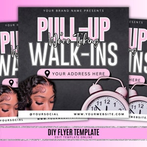 Walk Ins Flyer, Wig Install Flyer, Wax Client, Lash, Nail, Makeup ...