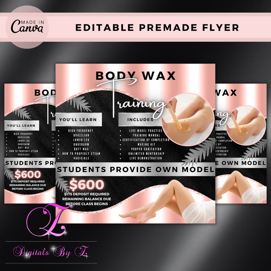 Diy Body Waxing Training Flyer, Body Waxing 1-on-1, Premade Flyer - Etsy