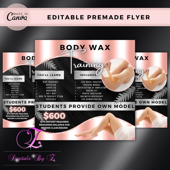 DIY Body Waxing Training Flyer Body Waxing 1-on-1 Premade - Etsy