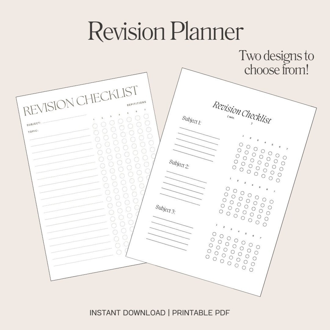 Revision Checklist Digital Revision Checklist, Printable Revision ...