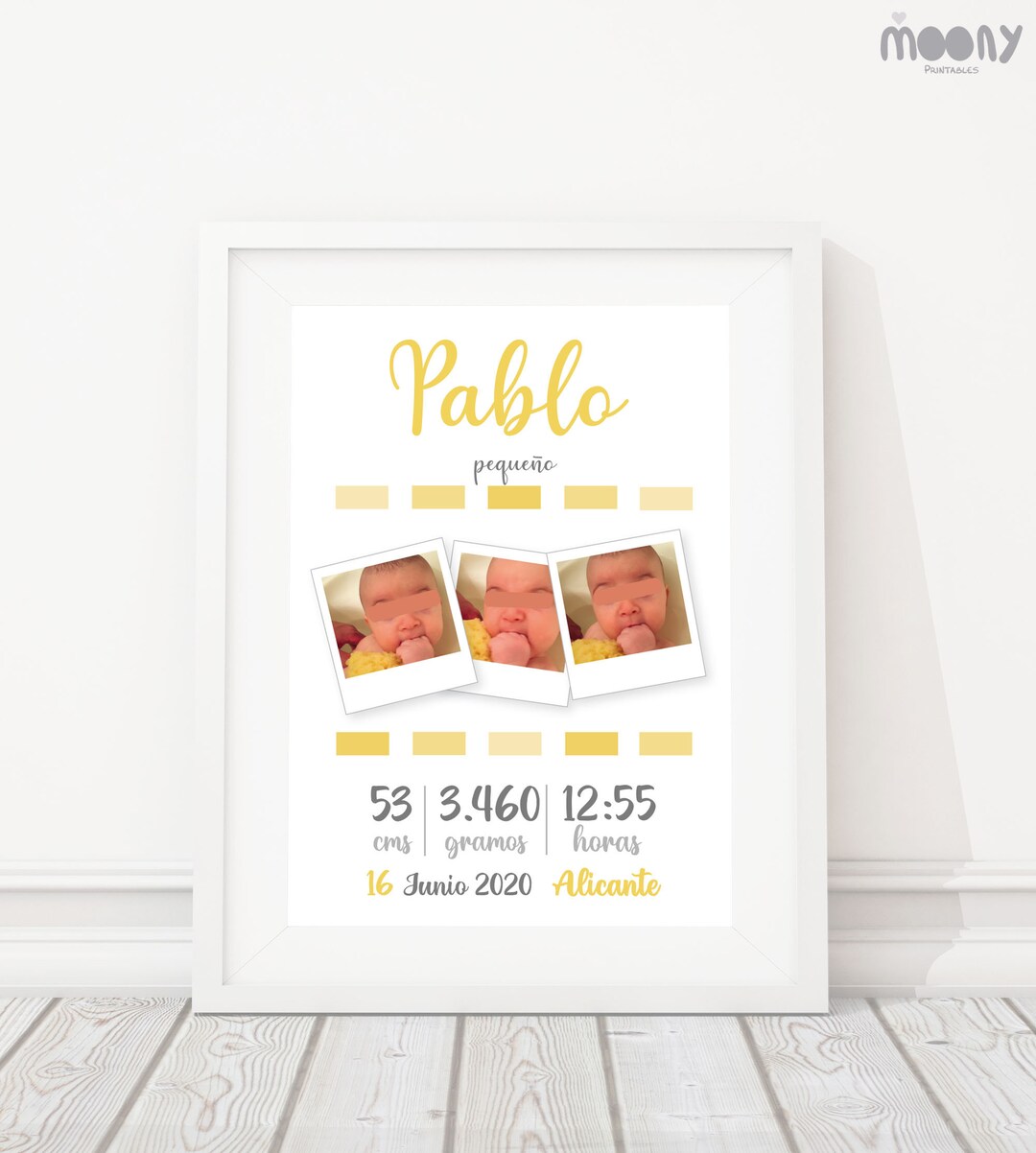 POLAROID Birth Data Sheet Digital Download Baby Data Chart Birth Gift ...