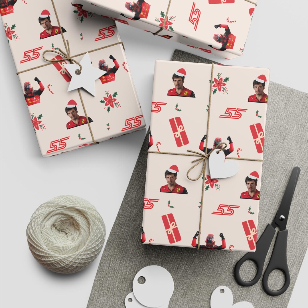 Carlos Sainz Jr Christmas Wrapping Paper Ferrari F1 Gift Wrap for ...