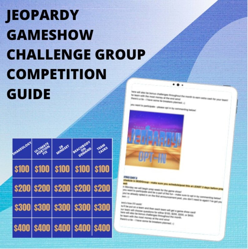Jeopardy Game Show Challenge Group Template - Etsy