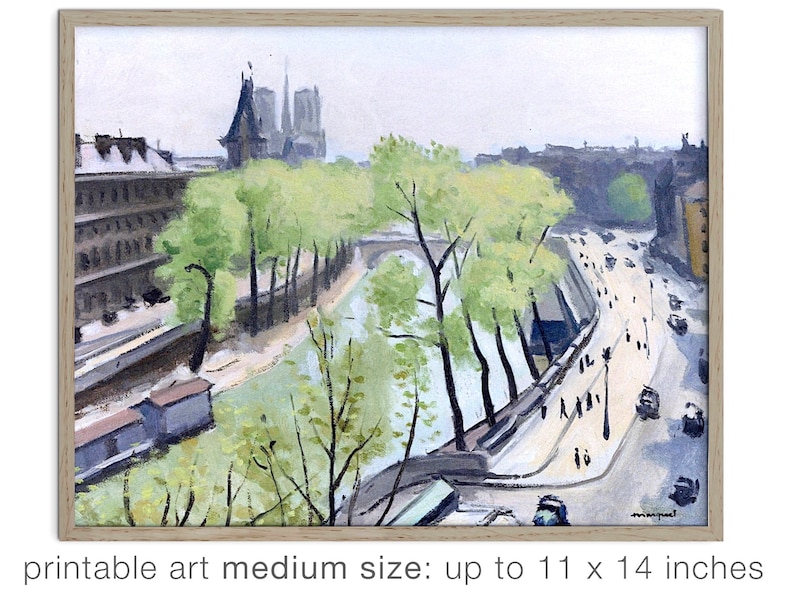 Vintage Paris Seine River Print: Mid-century French Wall Art (digital ...
