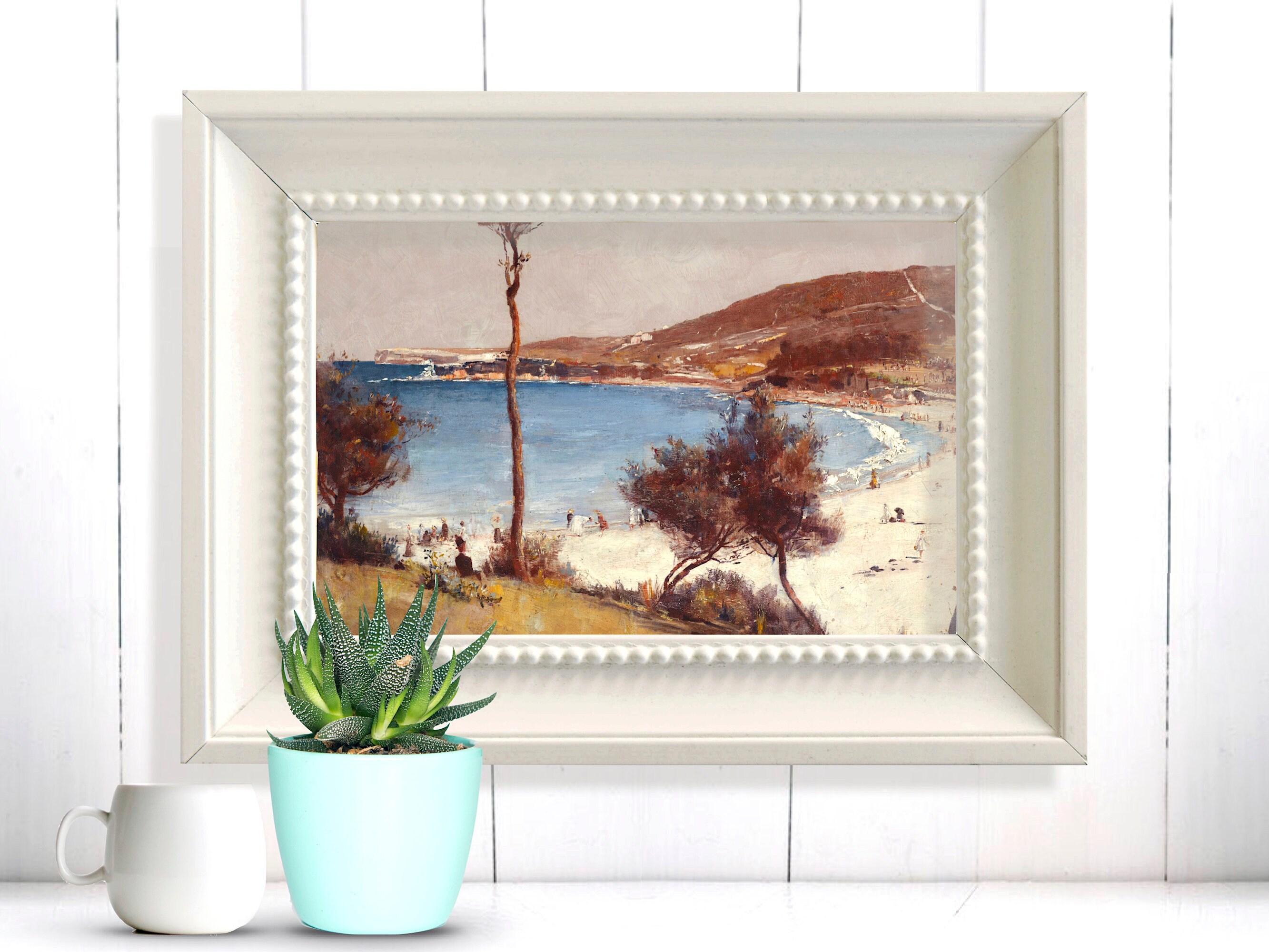 19th CENTURY BEACH Painting| Printable Art | Vintage Beach Decor ...