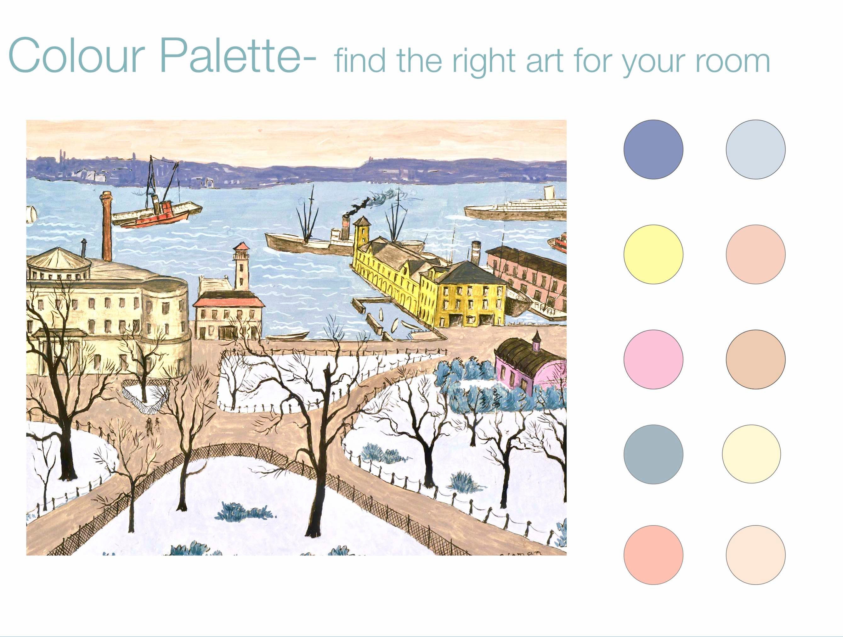 Battery Park, the Battery Vintage New York Gouache Painting 1925, Lower ...