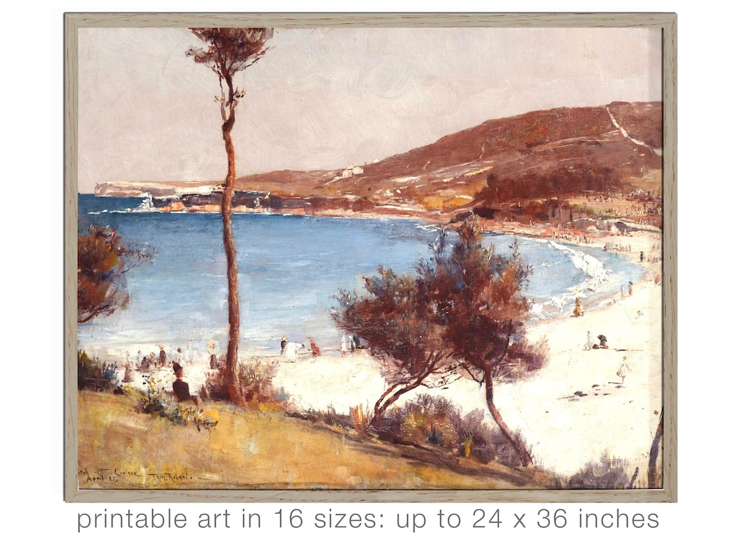 19th CENTURY BEACH Painting| Printable Art | Vintage Beach Decor ...