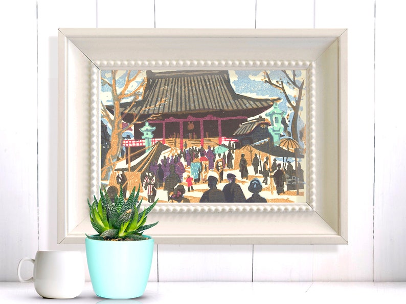 Japanese Woodblock Prints | Vintage Tokyo Decor | Buddhist Temple Extra ...