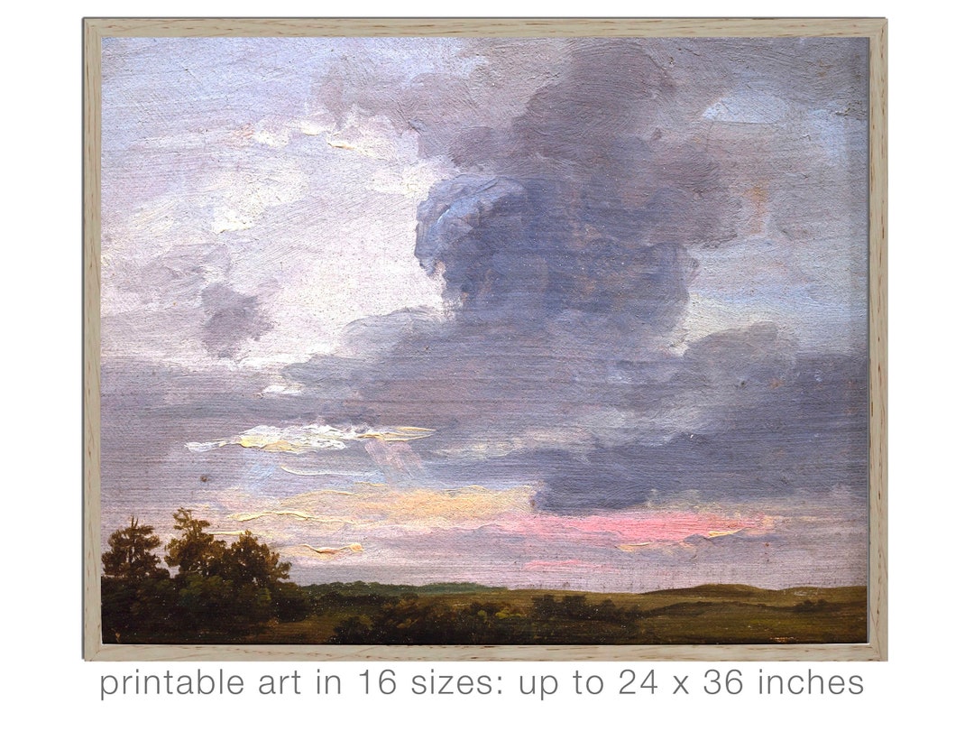 Antique Sky Printable Large Wall Art, Cloud Study Instant Download ...