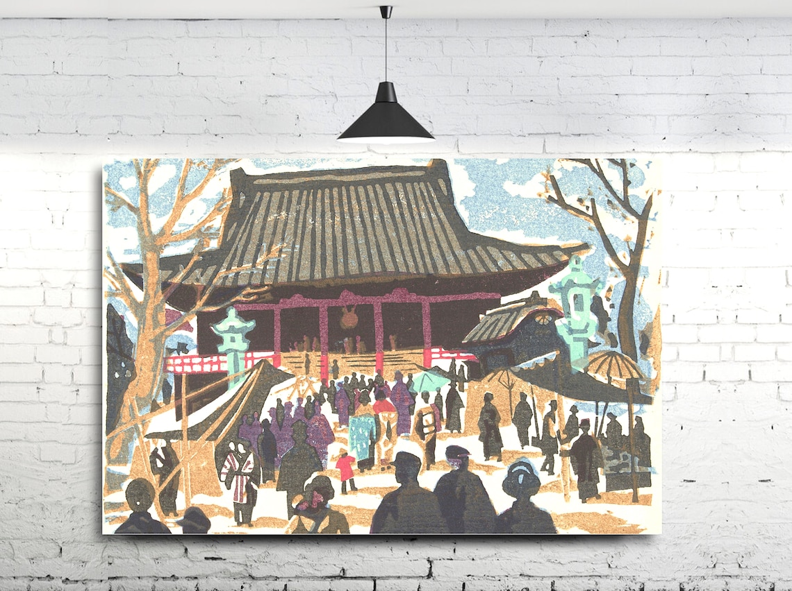 Japanese Woodblock Prints | Vintage Tokyo Decor | Buddhist Temple Extra ...