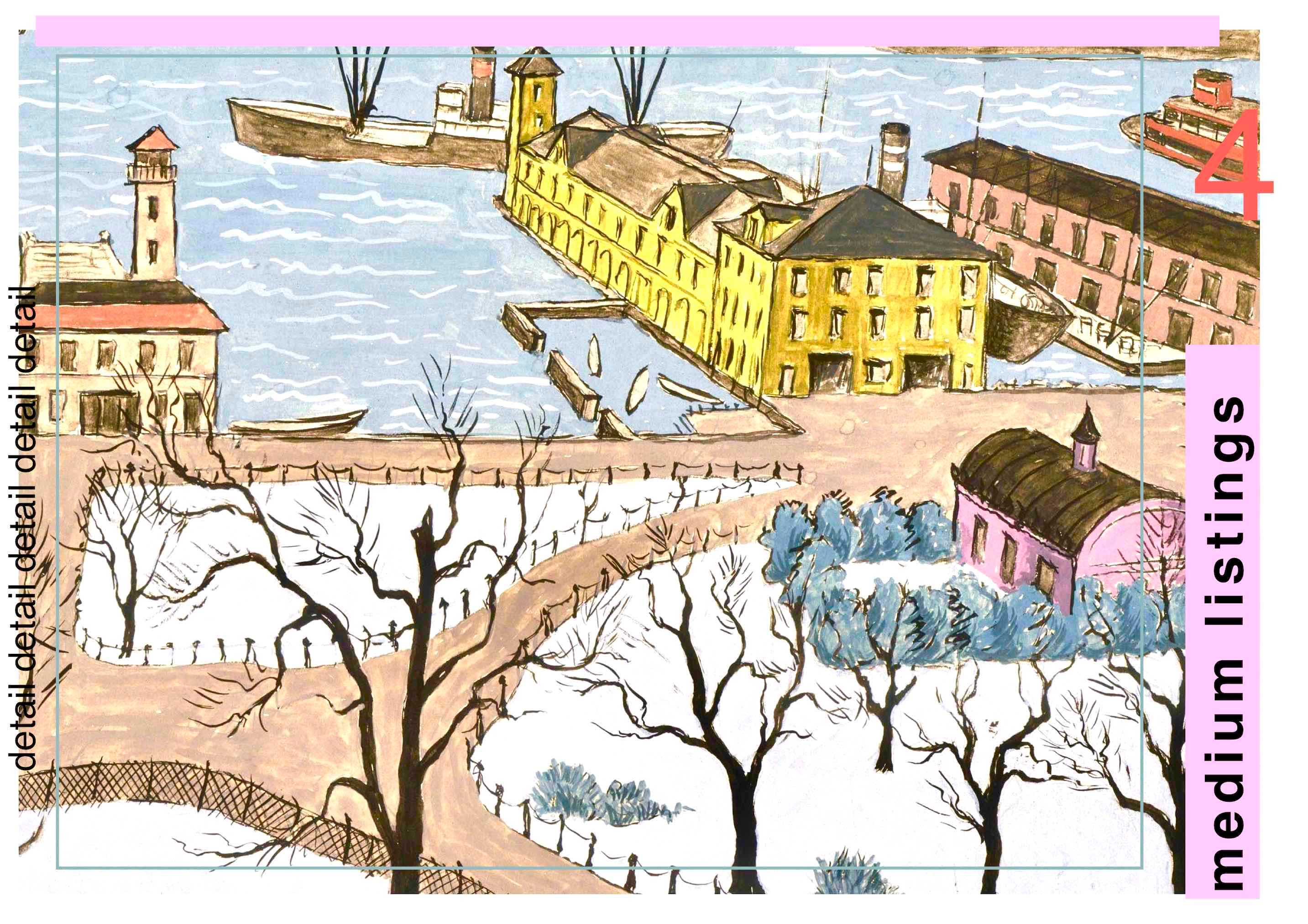 Battery Park, the Battery Vintage New York Gouache Painting 1925, Lower ...